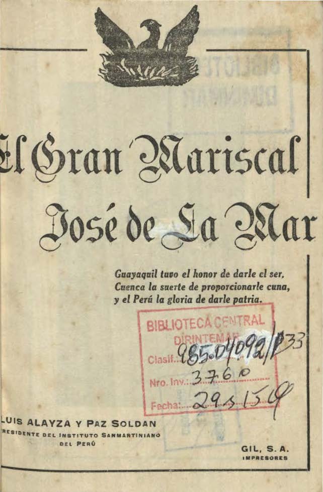 El Gran Mariscal José de la Mar | Archivo Histórico